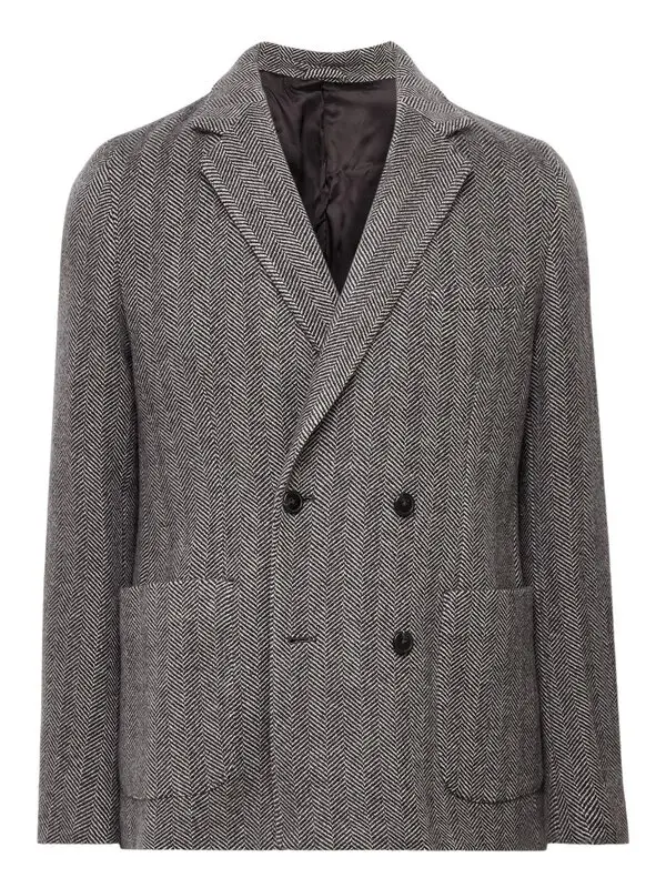 Officine Générale Leon Double-breasted Herringbone Cashmere Blazer - Brown
