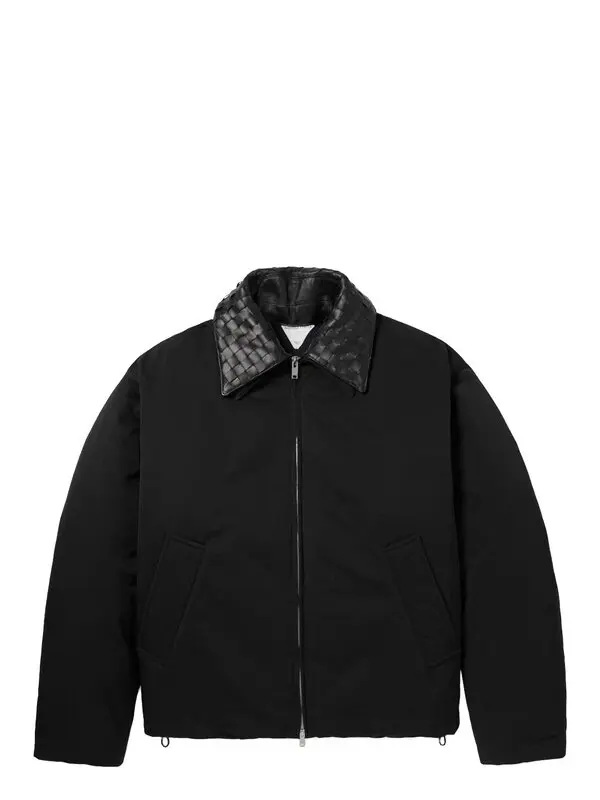 Bottega Veneta Intrecciato Leather-trimmed Down Jacket - Black