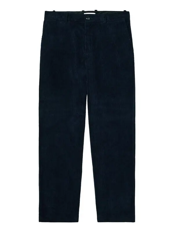 Mr P. Edward Wide-leg Organic Cotton-corduroy Trousers - Blue