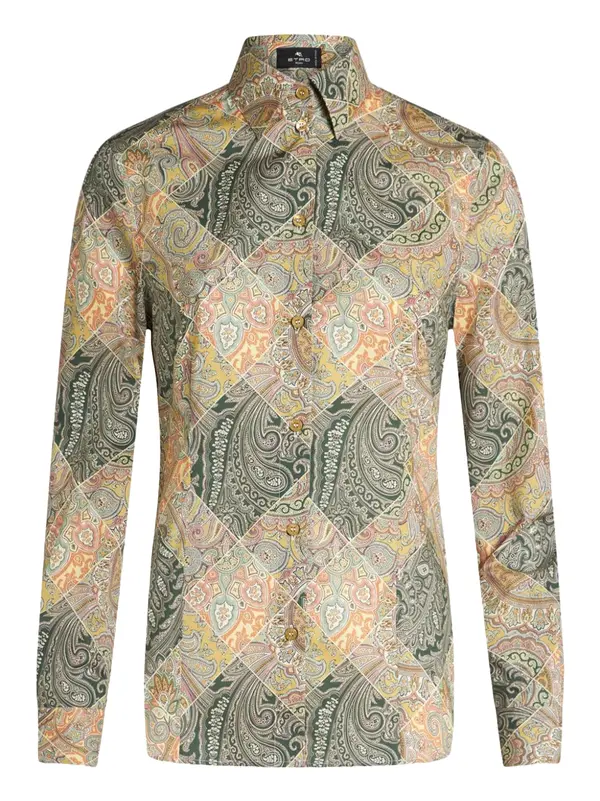 Etro Printed Cotton Shirt - Yellow