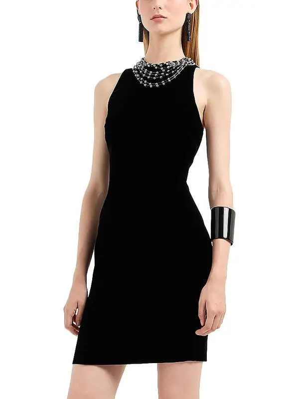 Emporio Armani Velvet Strap Back Dress - Black