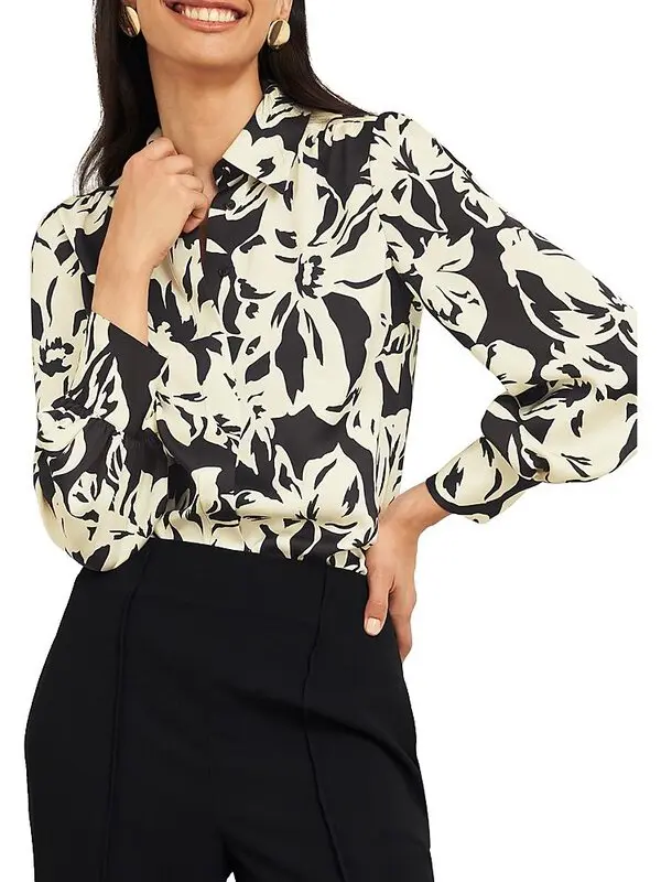 HOBBS LONDON Askham Floral Print Blouse - Black Cream