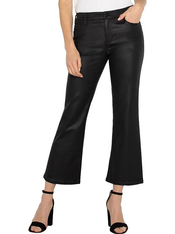 LIVERPOOL Hannah Coated Cropped Flare Leg Jeans - Coated Black