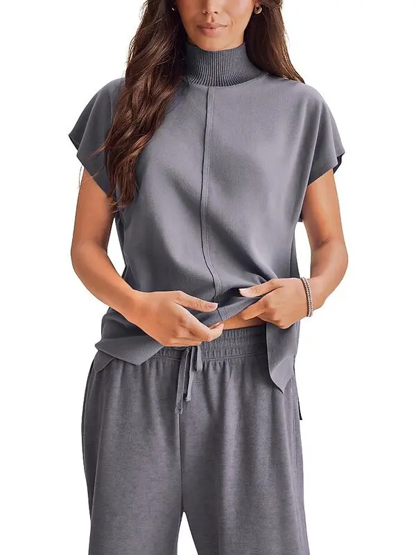 Splendid Mock Neck Sweater - Ash Navy