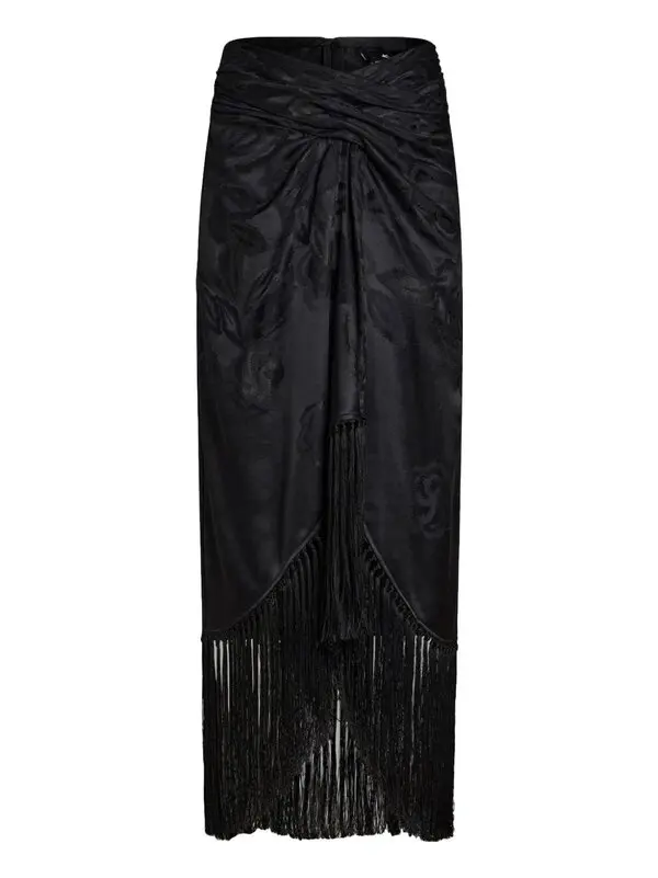Etro Fringed Jacquard Maxi Skirt - Black