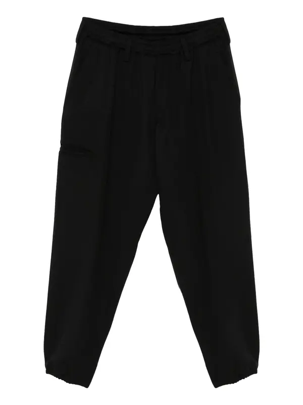 Yohji Yamamoto Elasticated Wool Trousers - Black