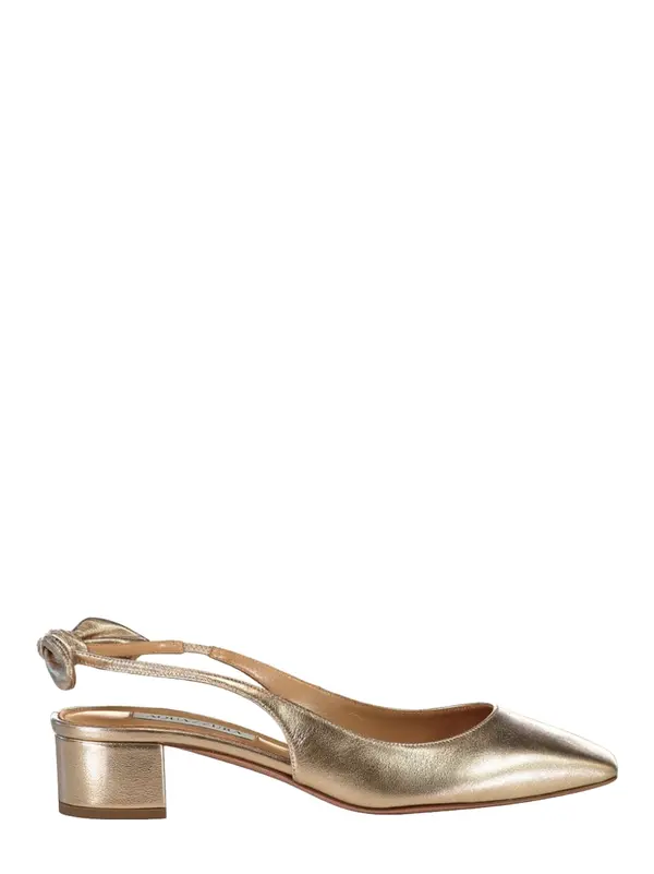 AQUAZZURA 35mm Very Bow Tie Slingback Pumps - Gold