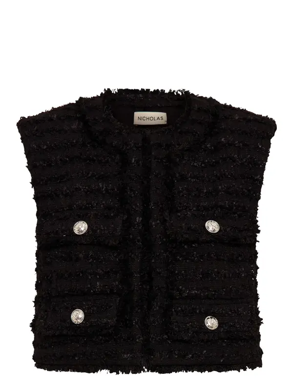 NICHOLAS Emersyn Tweed Vest - Black