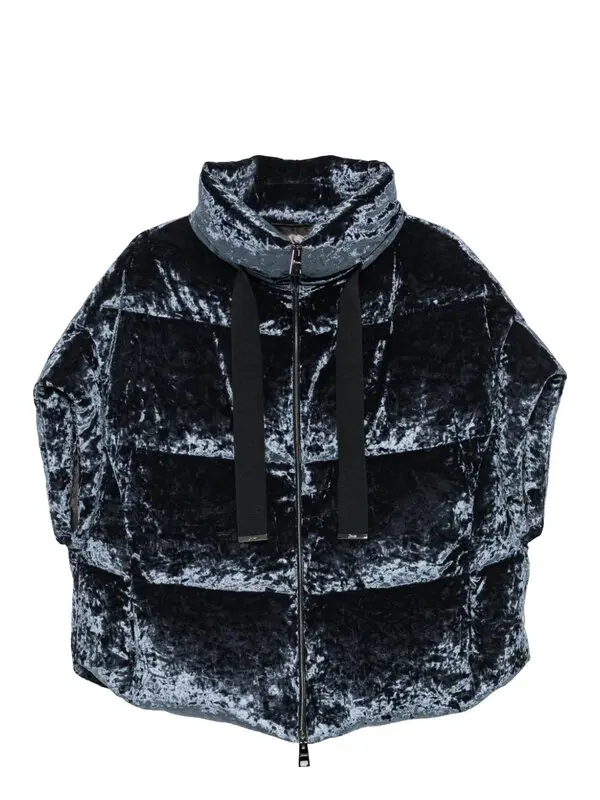 Herno Velvet Puffer Gilet - Blue