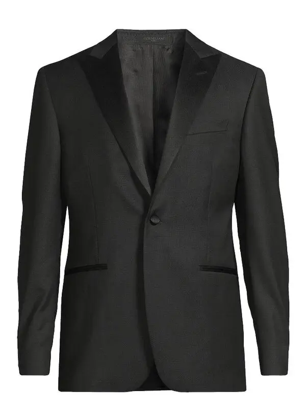 Corneliani Jacquard Tuxedo Peak-lapel Jacket - Black