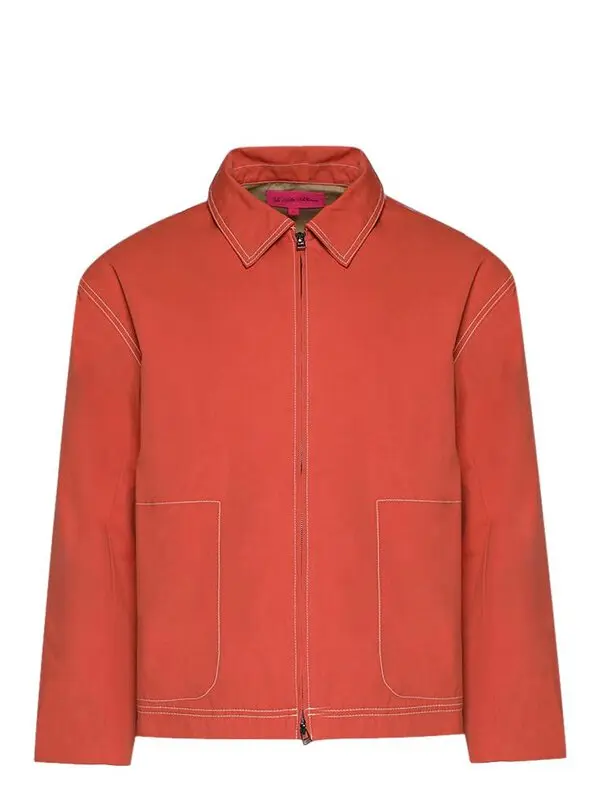THE ELDER STATESMAN Silvano Cruiser Jacket - Filthy Orange