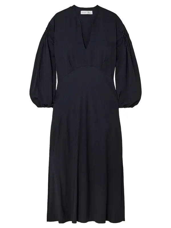 NET-A-PORTER FOR THE KING’S FOUNDATION Smocked Lenzing Ecovero, Enka And Wool-blend Midi Dress - Blue