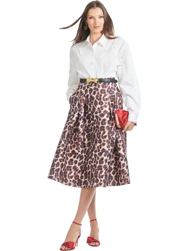 Sachin & Babi Lydia Printed Mikado Skirt - Big Cat