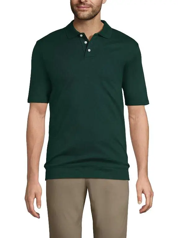LANDS' END School Uniform Short Sleeve Banded Bottom Polo Shirt - Evergreen