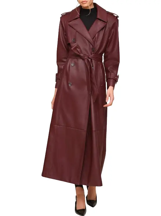 Avec Les Filles Faux-ever Leather™ Maxi Trench Coat - Mulberry