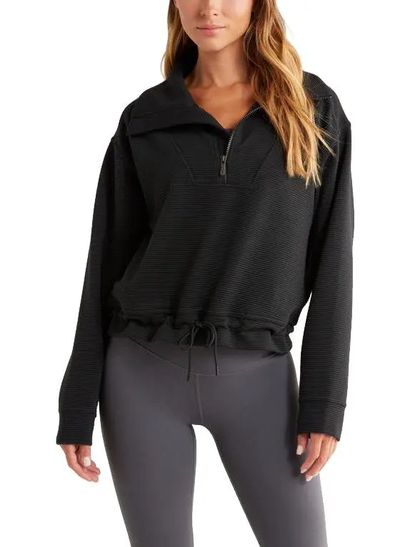 Zella Kickback Ottoman Half Zip Pullover - Black