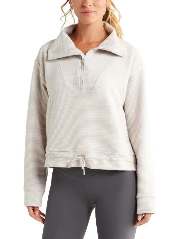 Zella Kickback Ottoman Half Zip Pullover - Grey Moonbeam