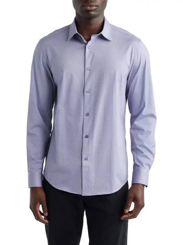 Bugatchi Jimmy Ooohcotton® Geo Print Button-up Shirt - Lilac