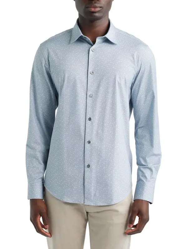 Bugatchi Jimmy Ooohcotton® Geo Print Button-up Shirt - Platinum