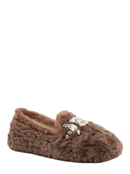 Free People Faux Fur Loafer Slipper - Mocha