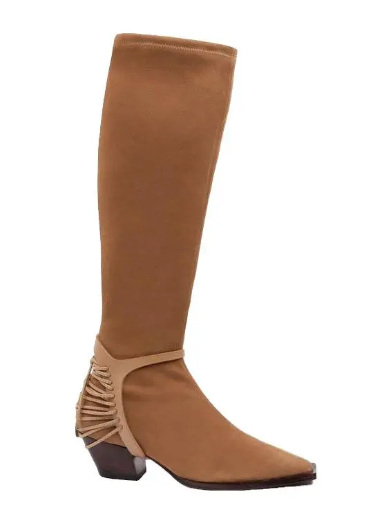 DANIELLA SHEVEL Cara Stretch Suede Boots - Brown