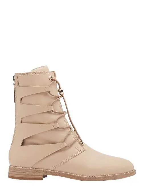 DANIELLA SHEVEL Moss Leather Boots - Ivory