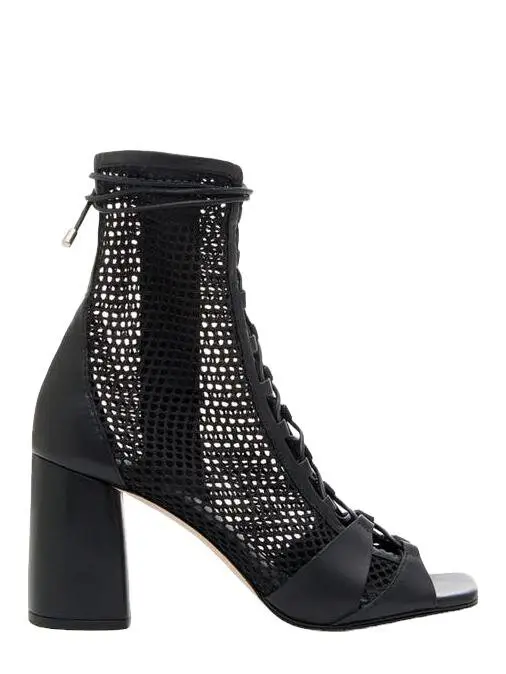 DANIELLA SHEVEL Romi Open Toe Lace Up Booties - Black