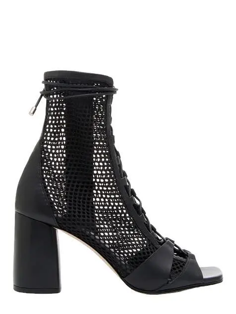 DANIELLA SHEVEL Romi Open Toe Mesh Booties - Black