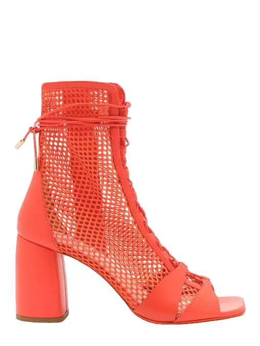 DANIELLA SHEVEL Romi Open Toe Lace Up Booties - Red