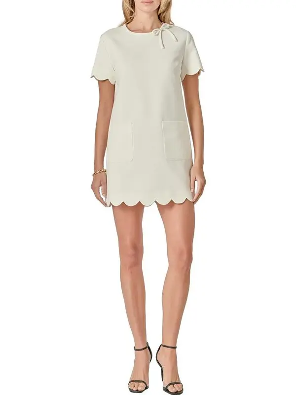 English Factory Scallop Mini Dress - White
