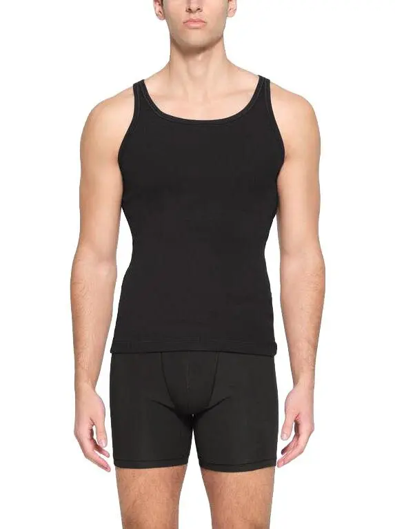 SKIMS 3-pack Rib Stretch Cotton Tanks - Onyx