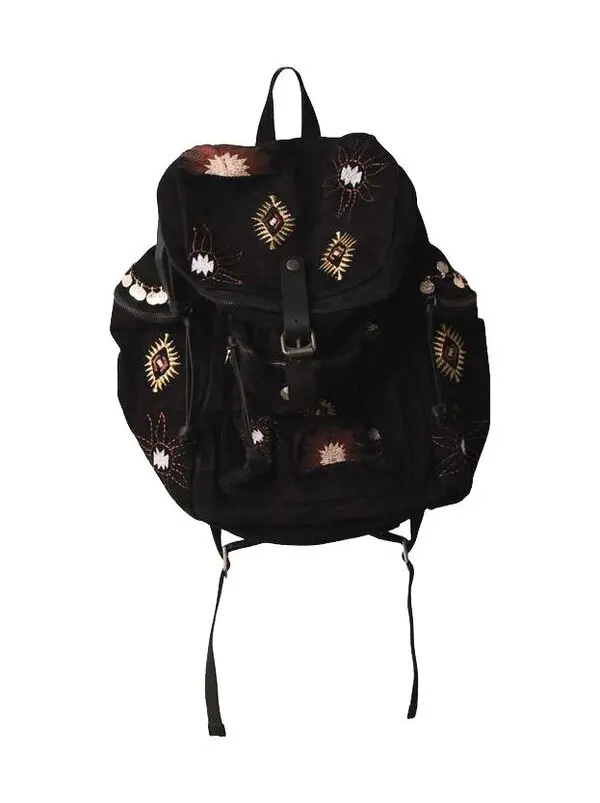Free People We The Free Versaille Embroidered Suede Backpack - Black