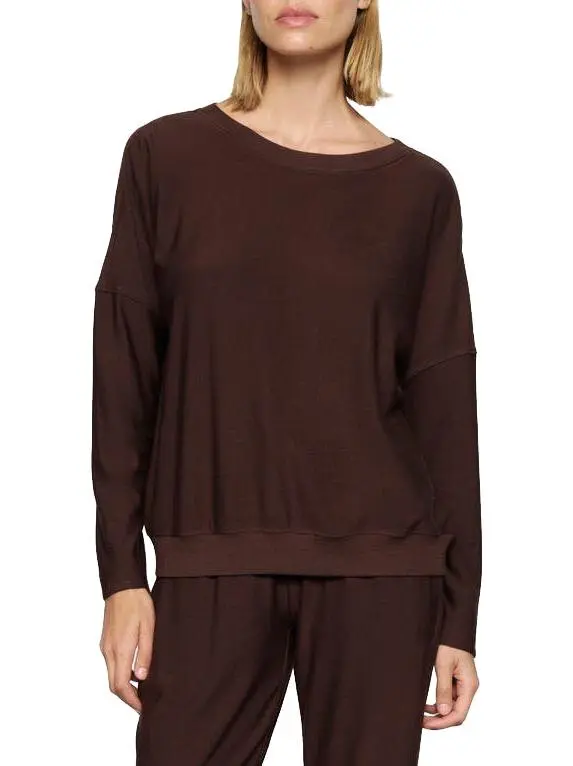 Eberjey Softest Sweats Lounge Pullover - Chocolate