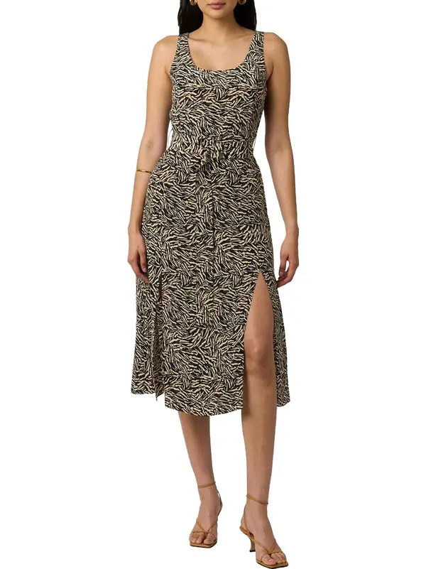 Equipment Brixley Belted Dress - True Black And Creme Brulee