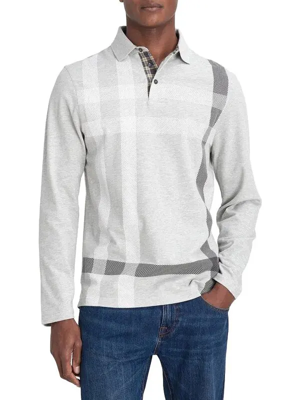 Barbour Blaine Tartan Long Sleeve Polo - Grey Marl