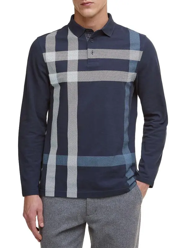 Barbour Blaine Tartan Long Sleeve Polo - Navy