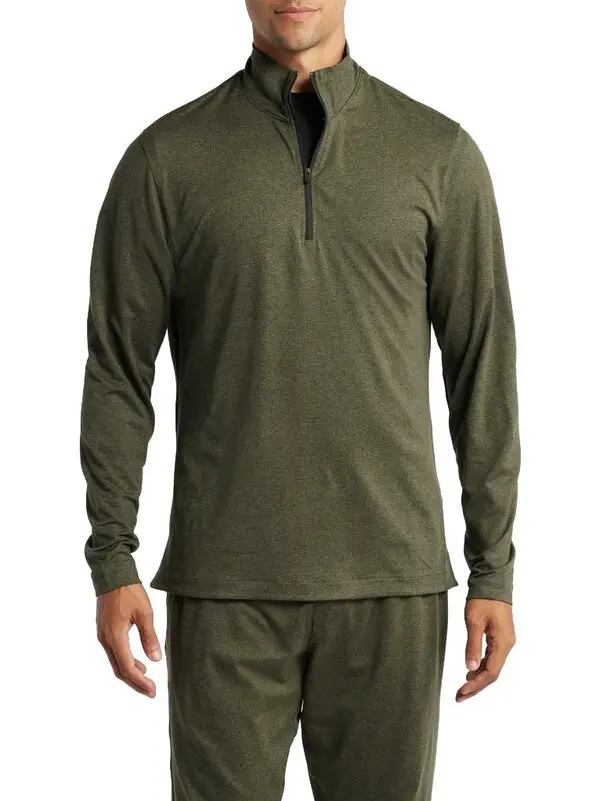 Zella Restore Soft Quarter Zip Pullover - Olive Night