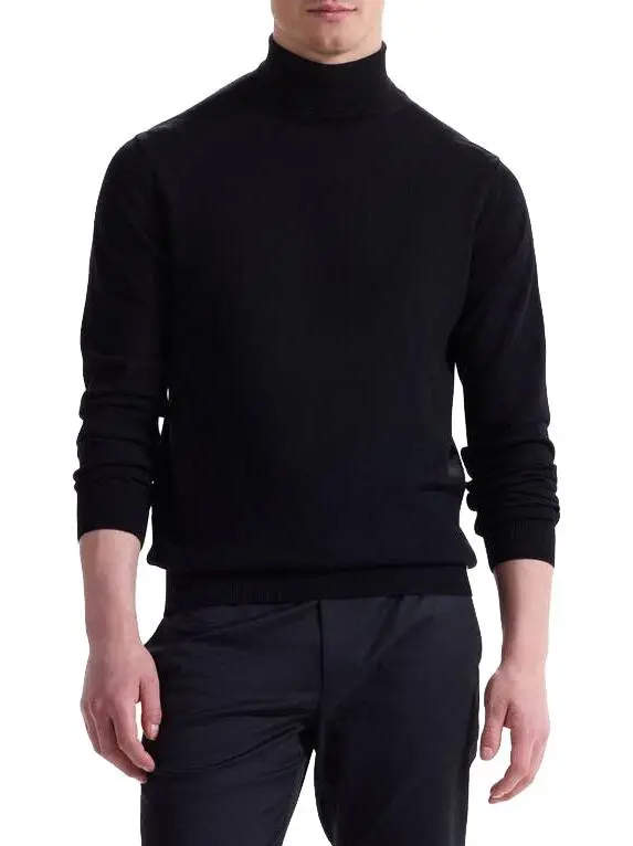 Bugatchi Sawyer Merino Wool Turtleneck Sweater - Caviar