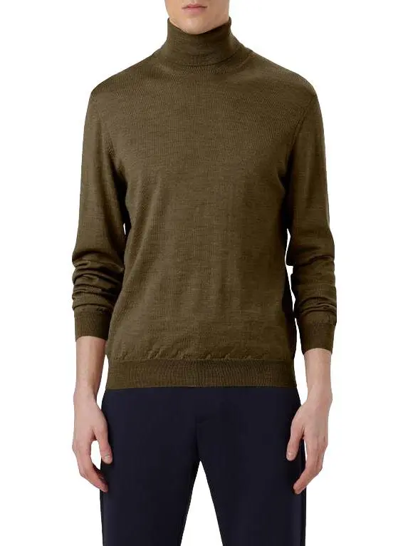 Bugatchi Sawyer Merino Wool Turtleneck Sweater - Khaki
