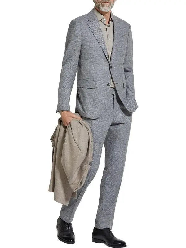 Zegna 15milmil15 Brushed Mini Houndstooth Wool Blend Suit - Grey