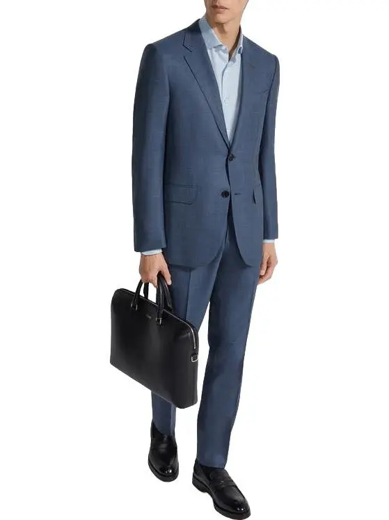 Zegna Centoventimilia Subtle Plaid Wool Suit - Steel Blue