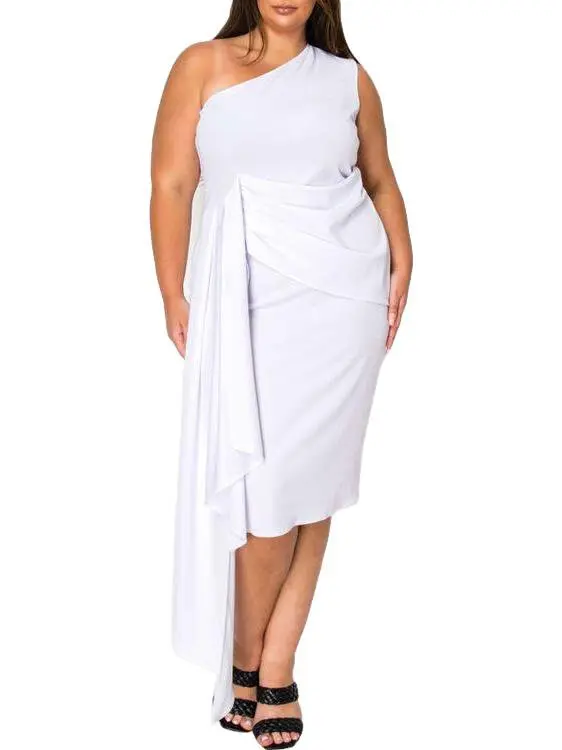 L I V D Esme Draped One-shoulder Dress - White