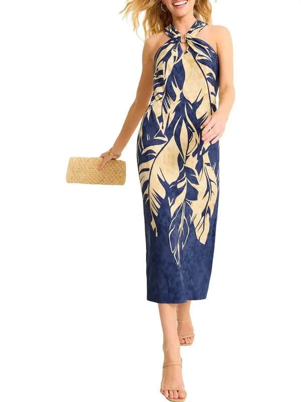 Tommy Bahama Regal Fronds Midi Dress - Island Navy
