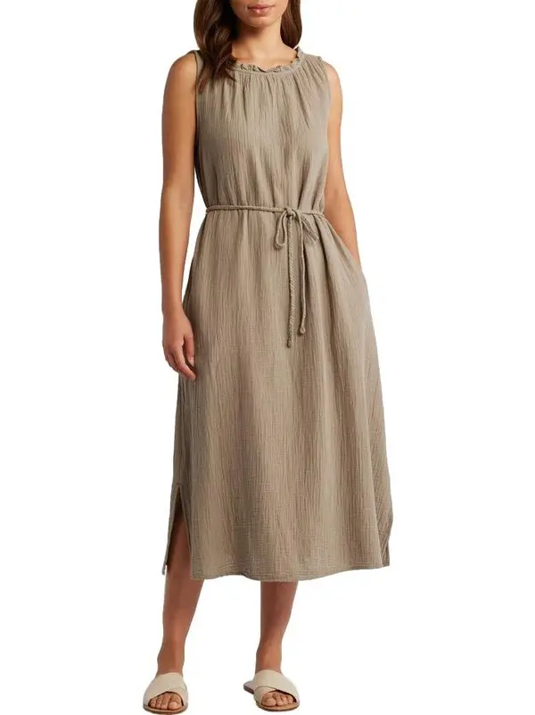 BEACHLUNCHLOUNGE Maddison Cotton Midi Dress - Tree Shade
