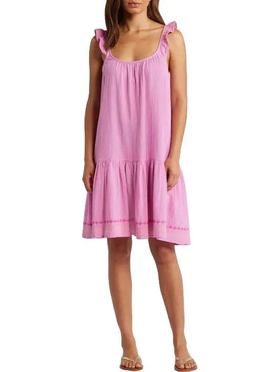 BEACHLUNCHLOUNGE Miya Embroidered Hem Sundress - Tickled Pink