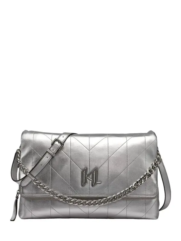 Karl Lagerfeld Paris Lavande Large Crossbody - Metallic Silver