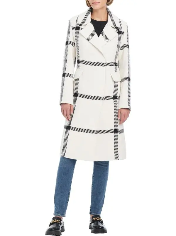 Vince Camuto Plaid Wool-blend Coat - Vanilla Plaid