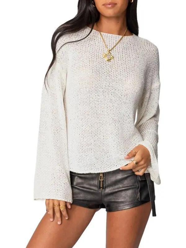 EDIKTED Relaxed Lightweight Sweater - White