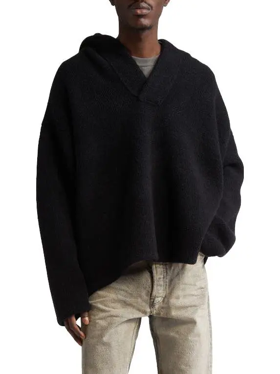 Fear Of God Oversized Virgin Wool Blend Bouclé Hoodie - Black