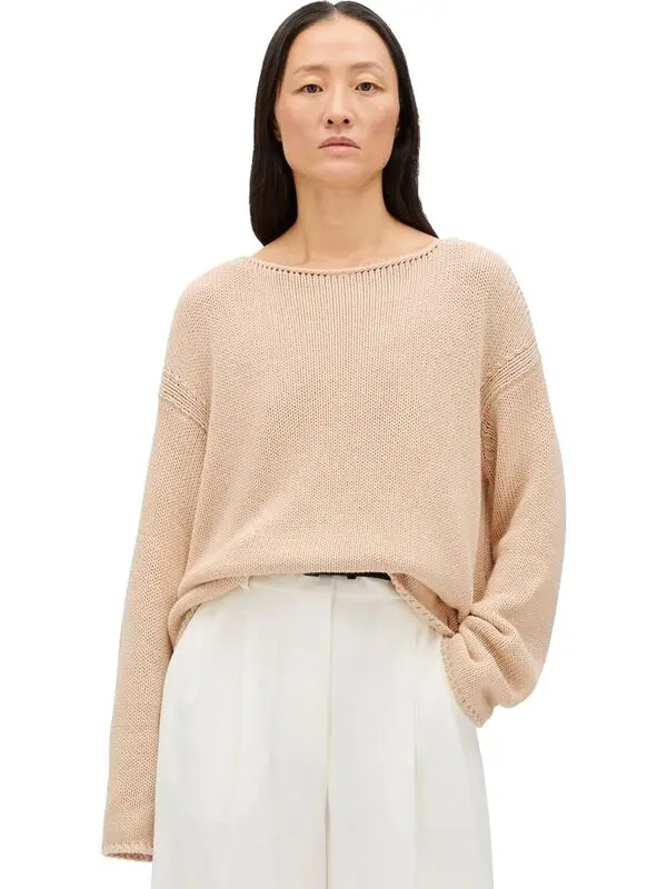 Another Tomorrow Draped Knit Sweater - Sand